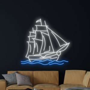 Sailing Ship Neon Sign, Sailing Ship Led Sign, Sailing Boat Led Light ...