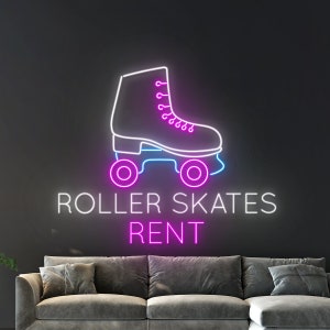 Roller Skate Rent Neon Sign, Rolling Skate Led Sign, Roller Skate Shoes ...