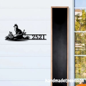 Personalized Fox House Number, Fox Home Number Metal Wall Sign, Fox ...