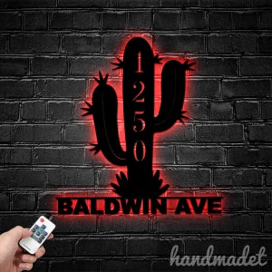 Personalized Cactus House Number, Cactus Home Number Metal Wall Sign ...