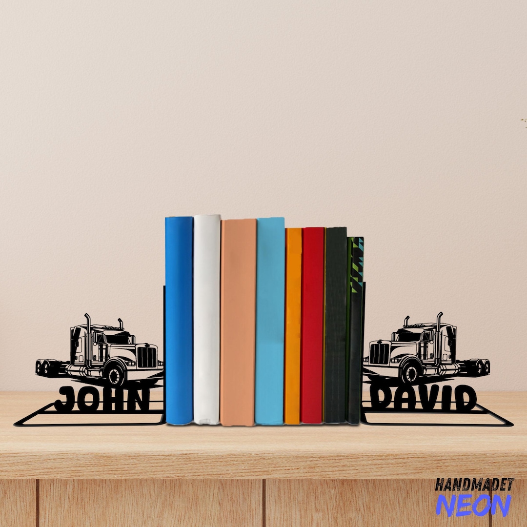 Custom Truck Driver Metal Bookends, Truck Driver Name Bookend, Truck ...