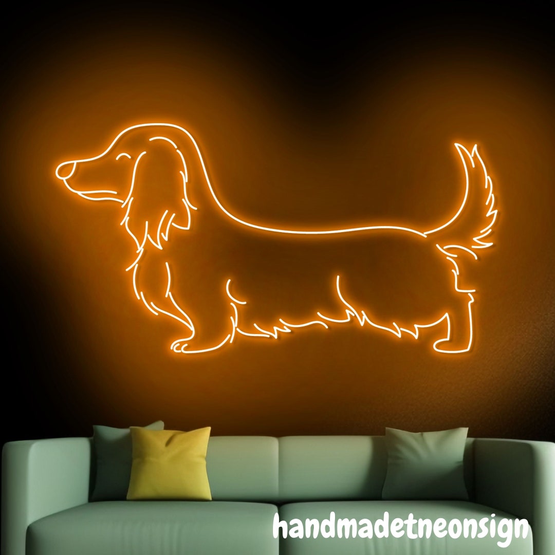 Long Haired Dachshund Neon Sign, Dachshund Led Sign, Dog Lover Neon ...