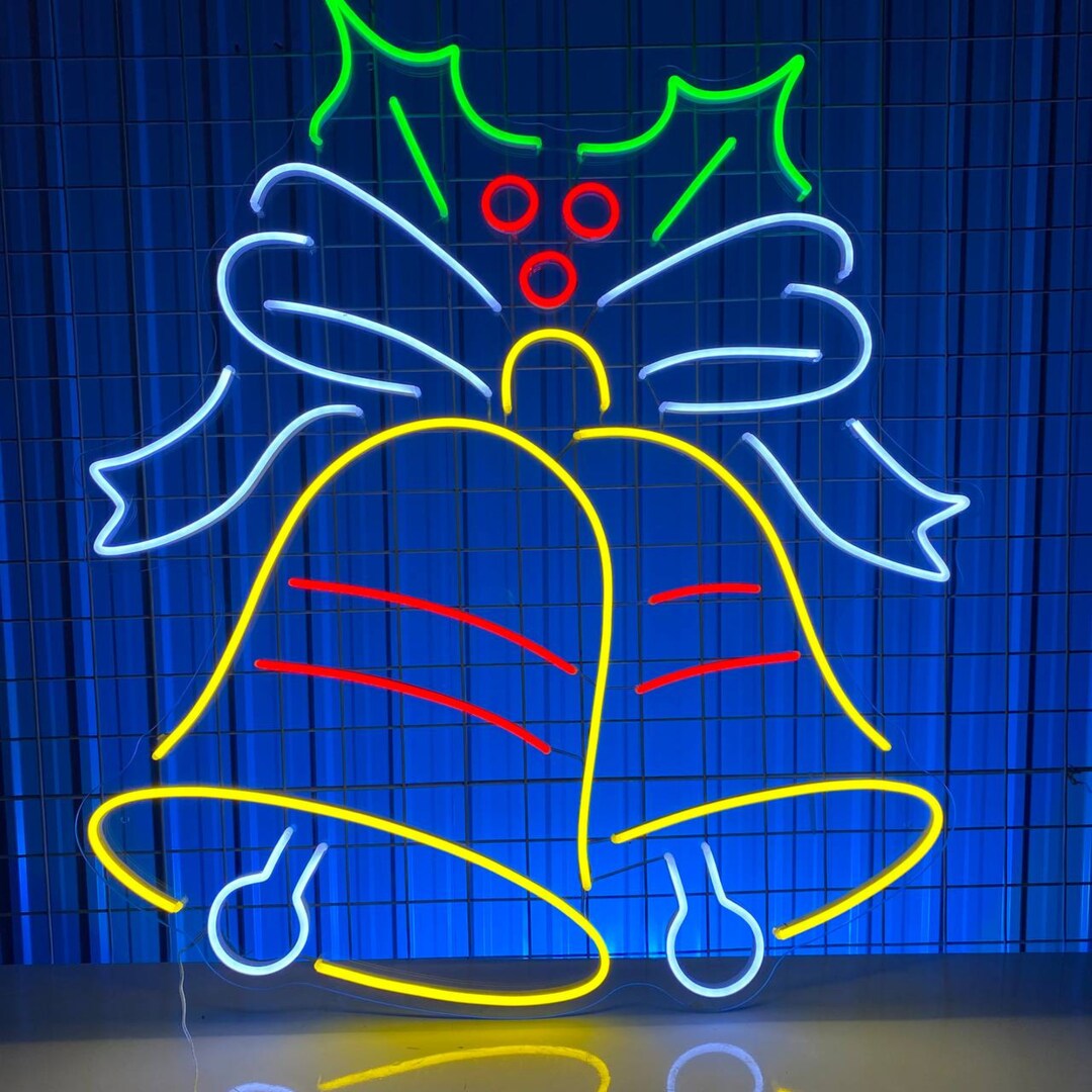 Christmas Bell Neon Sign, Christmas Led Sign, Wall Decor, Merry ...