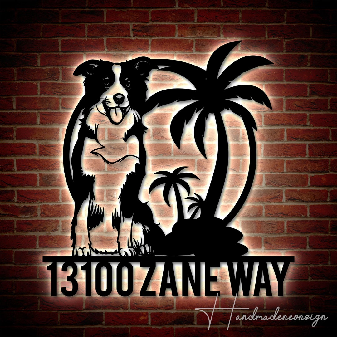 Personalized Border Collie Home Number Metal Sign Custom Border Collie ...