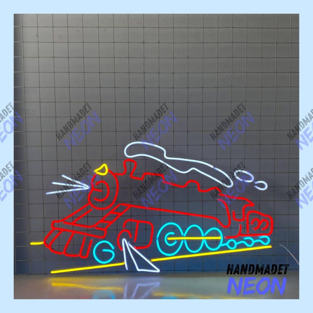 Train Neon Sign, Steam Train Led Sign, Steam Train Neon Light, Train ...