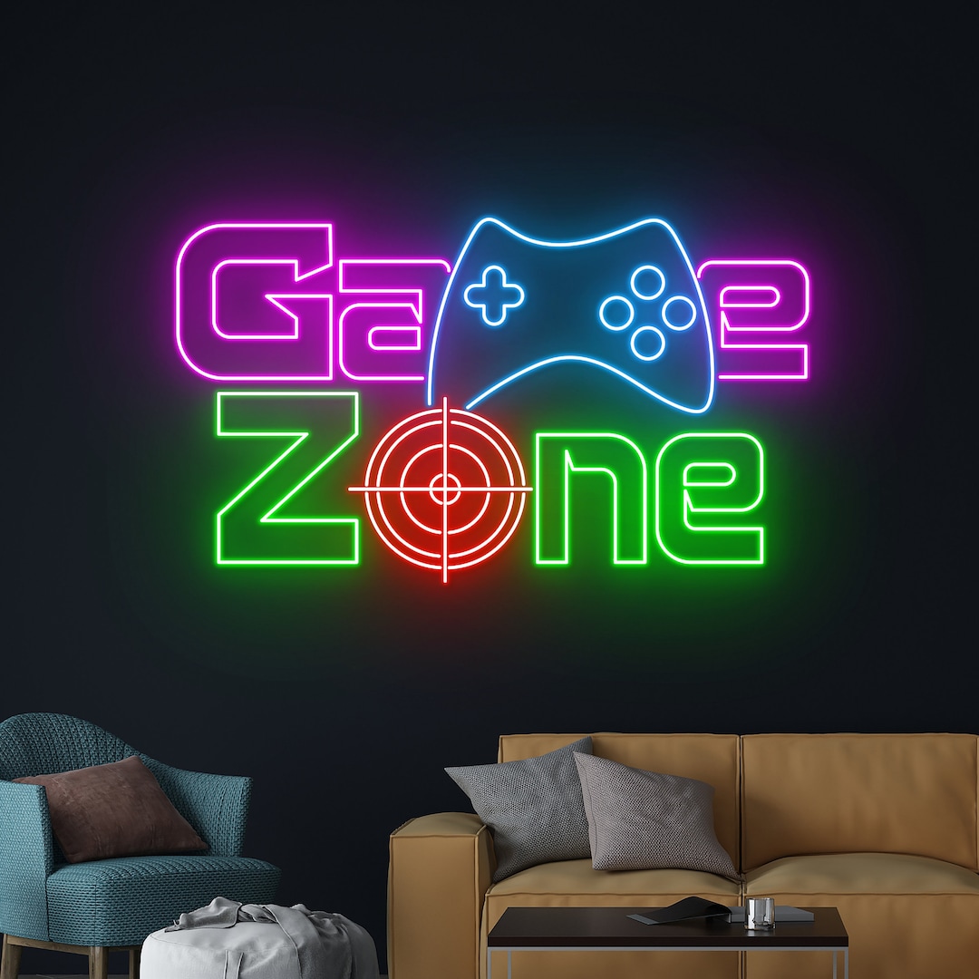 Game Zone Neon Sign, Game Controller Led Sign, Game Player Led Light ...