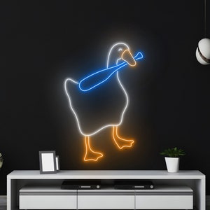 Duck Baseball Bat Led Sign, Duck Baseball Neon Light, Baseball Bat Neon ...