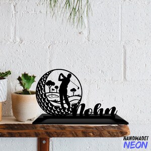 Custom Male Golfer Table Decor, Golf Player Metal Shelf Decor Home ...