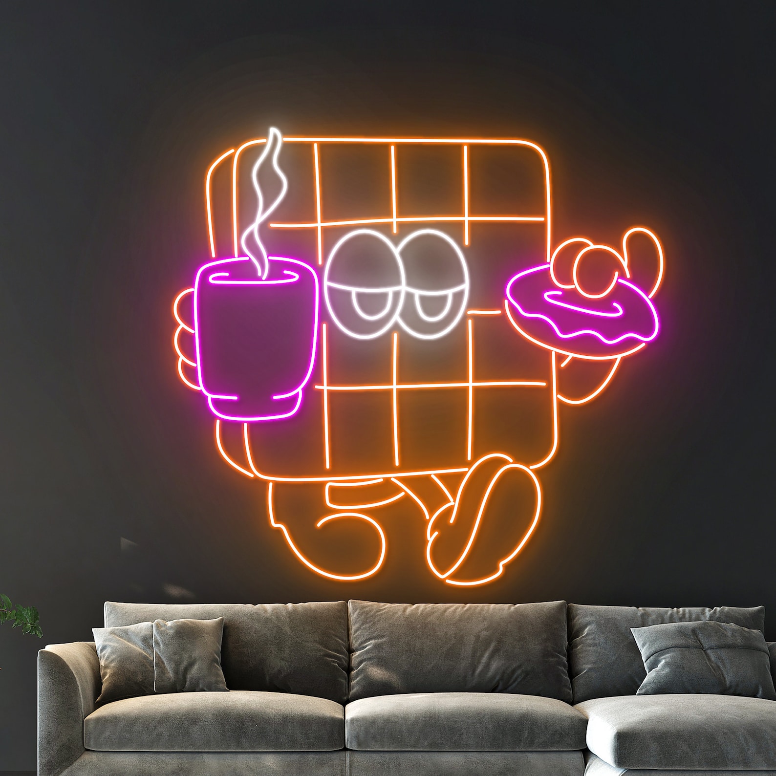 Waffle Drink Coffee Neon Sign, Waffle Led Sign, Waffle Led Light ...