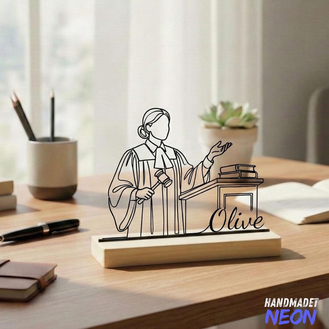 Custom Judge Metal Table Decor With Wooden Base: Personalized Name Desk ...
