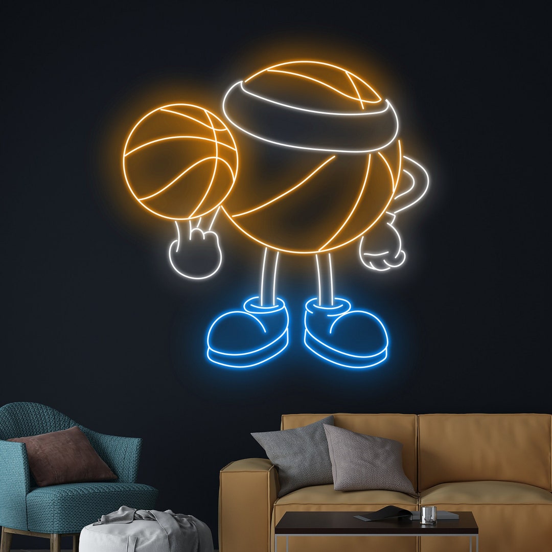 Basketball Spinning on Finger Neon Sign, Basketball Ball Neon Light ...