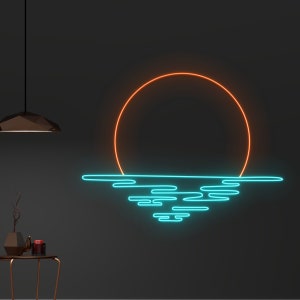 Custom Sunset Beach Neon Sign, Sunrise Island Led Sign, Sun Wave Led ...