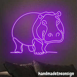 Hippopotamus Neon Sign, Hippo Led Sign, Hippo Animal Neon Light, Animal ...