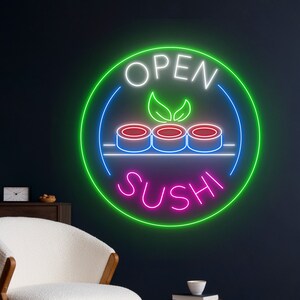 Sushi Open Neon Sign, Japanese Food LED Sign, Sushi Neon Light, Japan ...