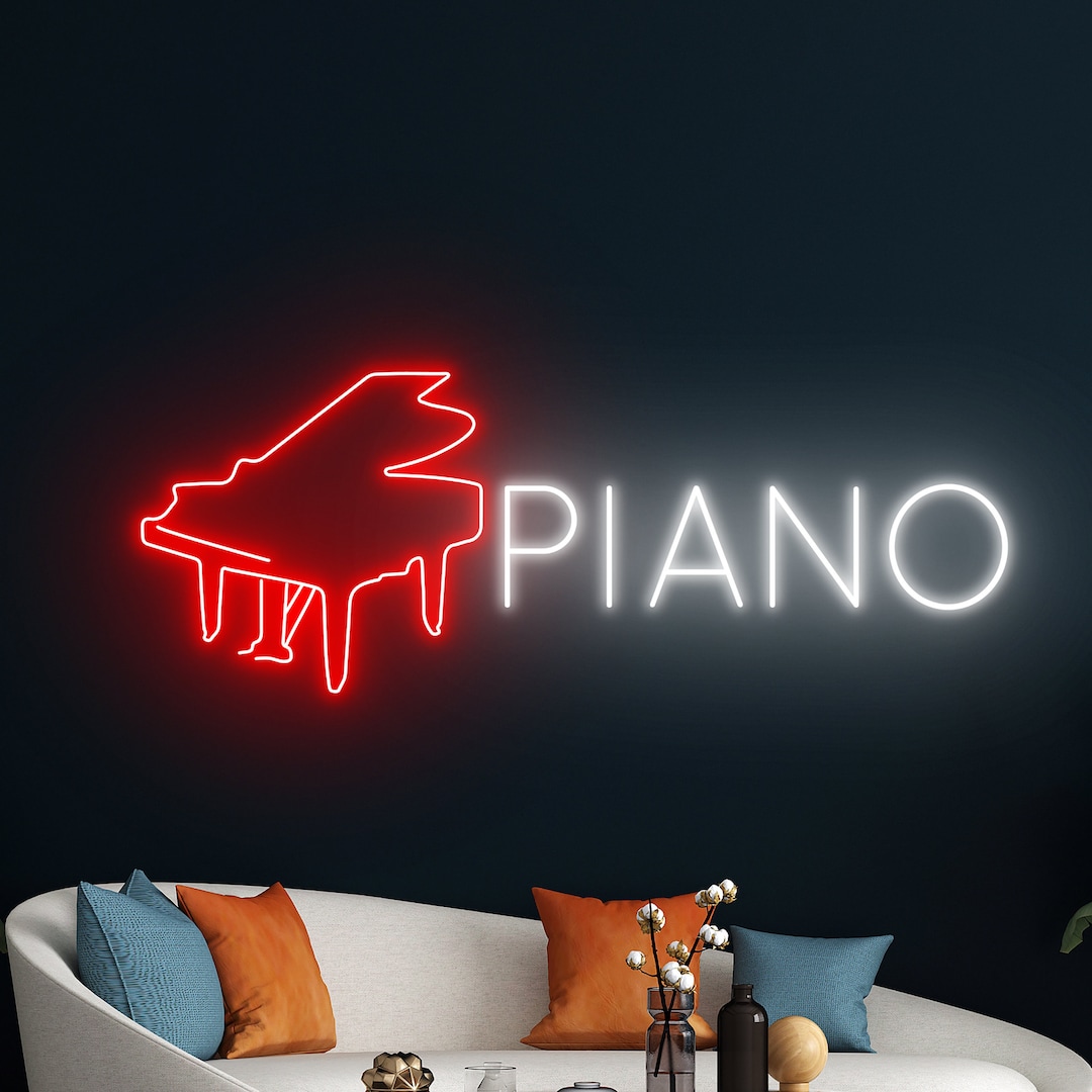 Piano Neon Sign, Piano Music Neon Light, Piano Music Led Sign, Music ...