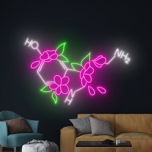 Serotonin Flower Neon Light, Serotonin Happiness Led Light, Chemistry ...