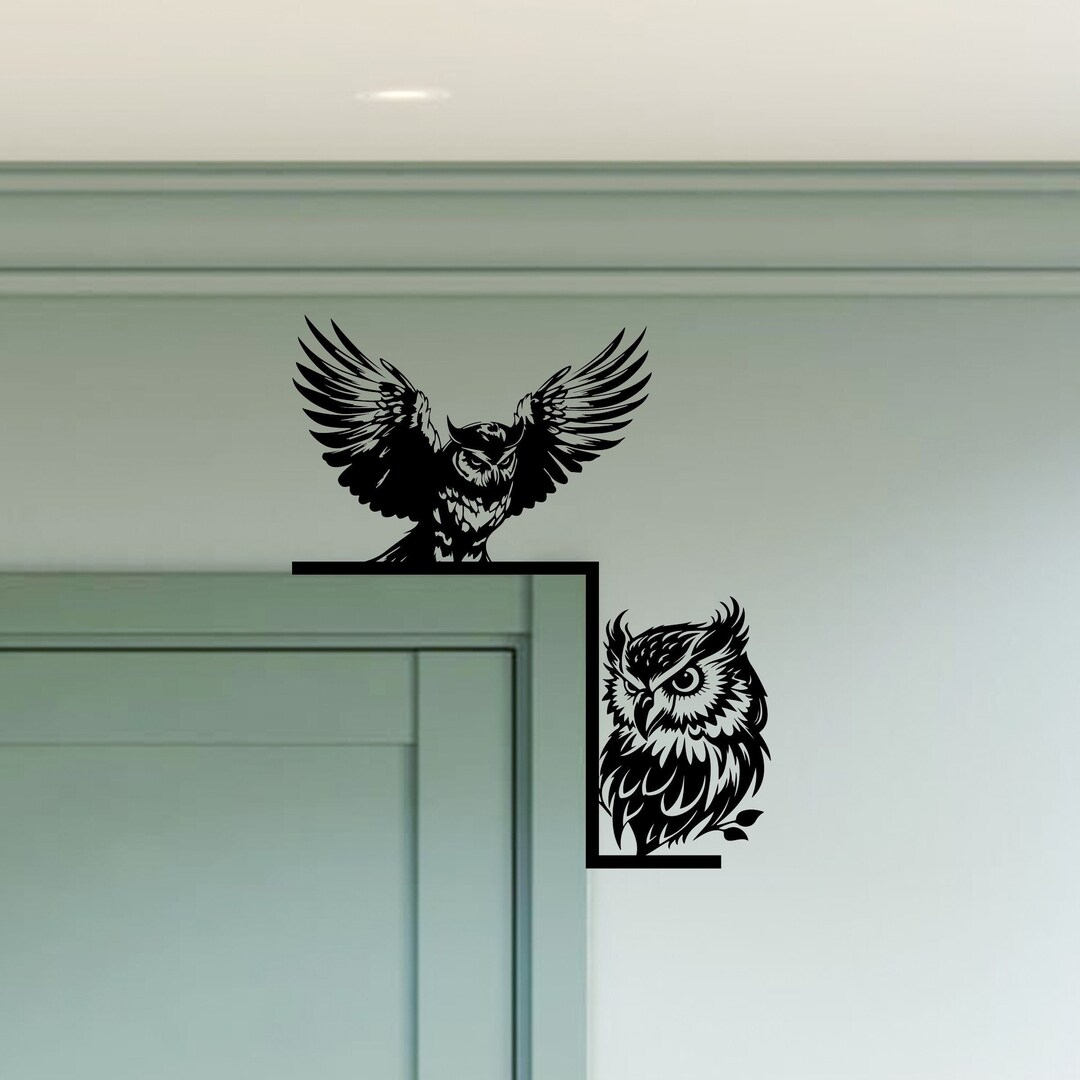 Personalized Owl Door Corner Metal Wall Art, Owl Bird Metal Sign Door ...