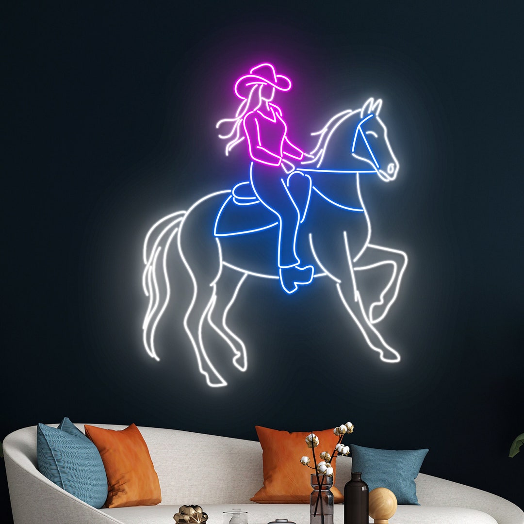 Cowgirl Riding Horse Neon Sign, Cowboy Girl Led Light, Cowboy Neon ...