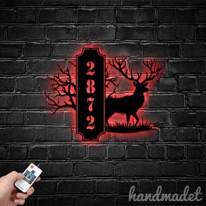 Personalized Deer Home Number Metal Sign, Custom Deer Number Address ...