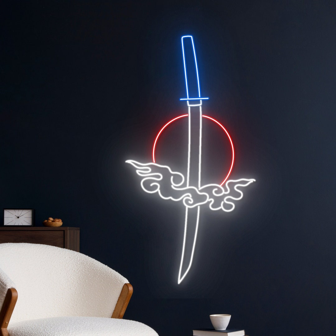 Sword Sun Cloud Neon Light, Moon Cloud Dagger Led Light, Knife Led Sign ...