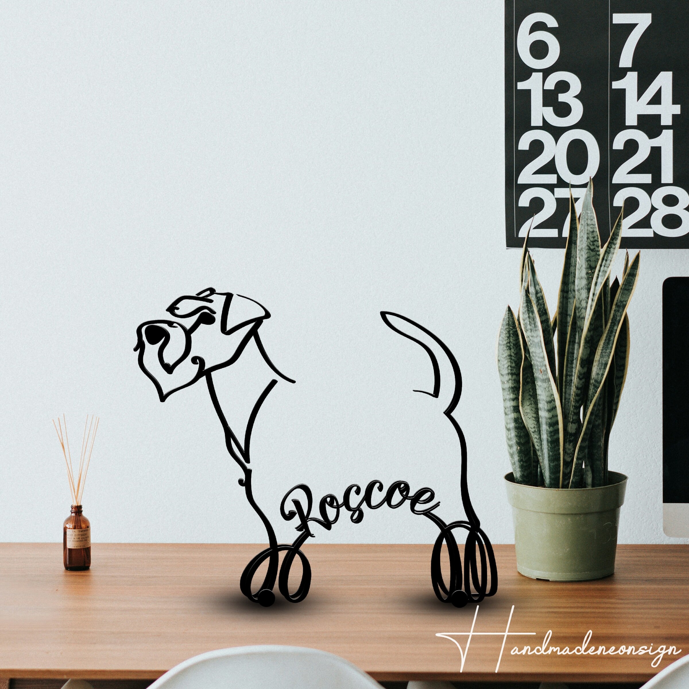 Custom Schnauzer Dog Metal Desk, Schnauzer Dog Minimalist Metal Table ...