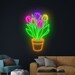 Tulip Flower Pot Led Sign, Tulip Flower Pot Neon Sign, Flower Neon ...