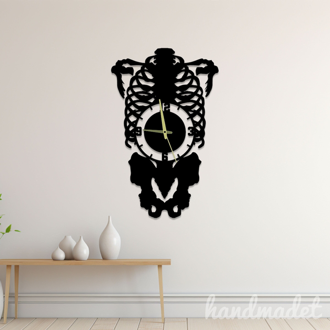 Skeleton Wall Clock Unique, Skeleton Round Wall Clock, Custom Skeleton ...