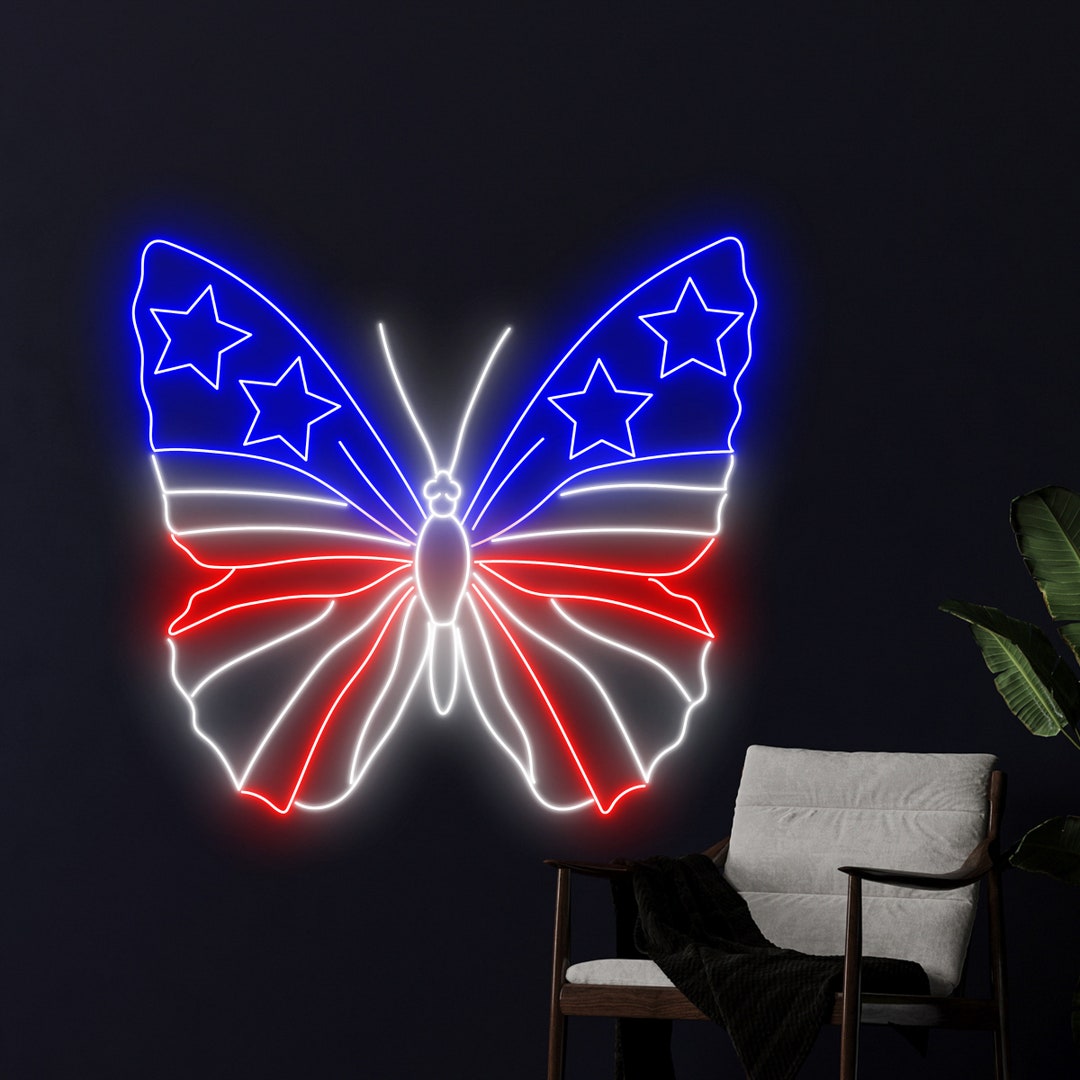 Butterfly 4th of July Neon Sign, Butterfly Led Light, Butterfly Led ...