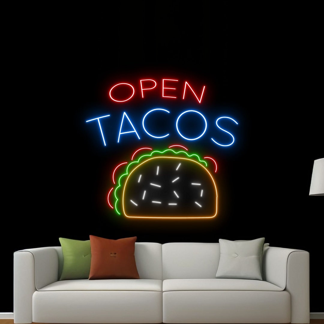 Open Tacos Neon Sign, Tacos Open LED Sign, Mexico Taco Neon Light ...
