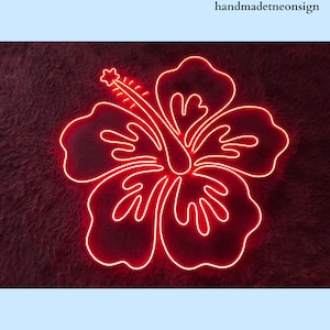 Custom Hibiscus Flower Neon Sign, Hawaiian Flower LED Light, Hawaii ...