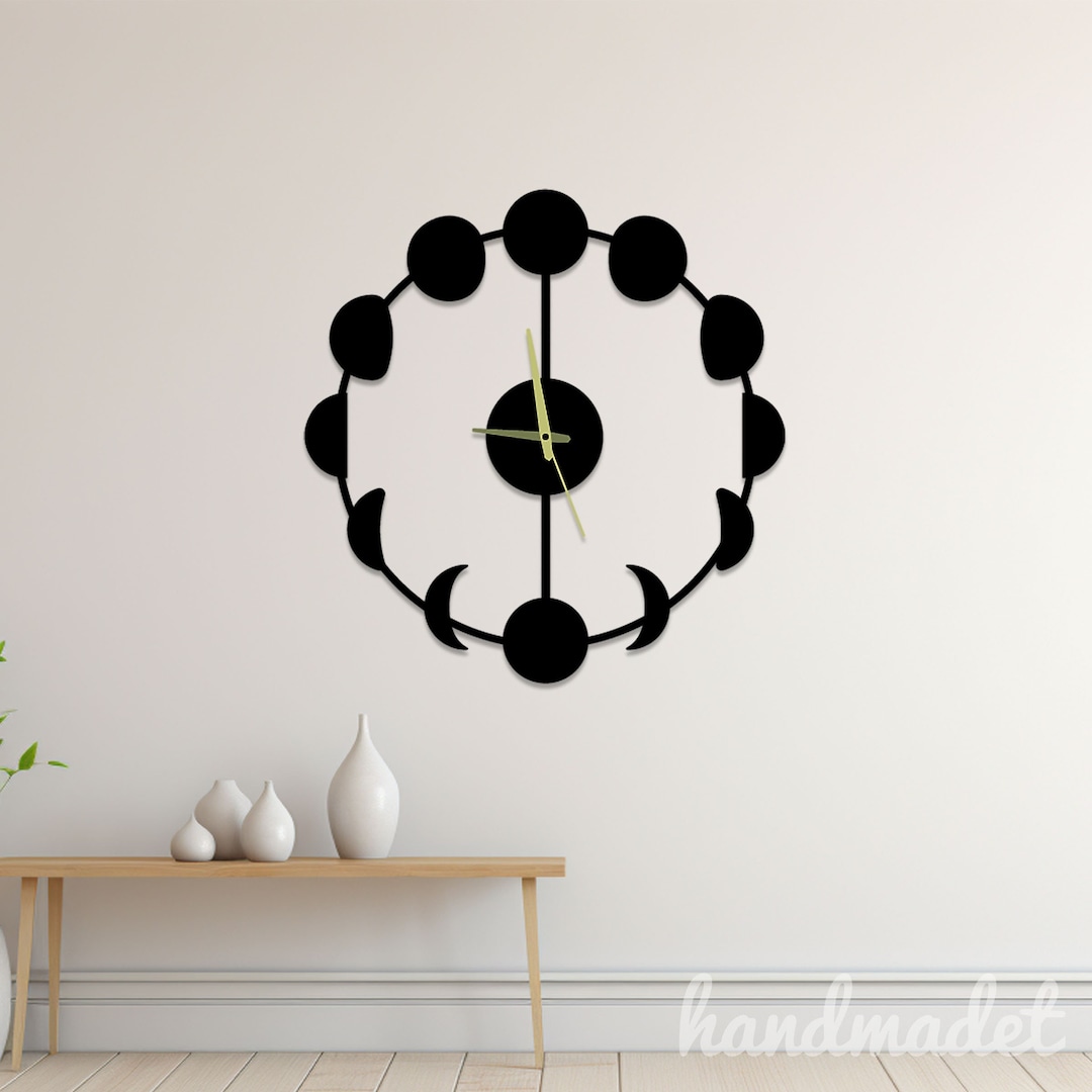 Custom Moon Phases Wall Clock Unique, Year Date Round Wall Clock, Text ...