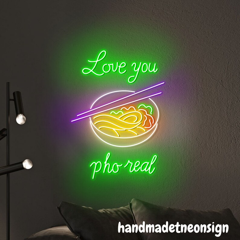 Love You Pho Real Neon Wall Sign, Pho Bowl Led Wall Light, Vietnamese ...