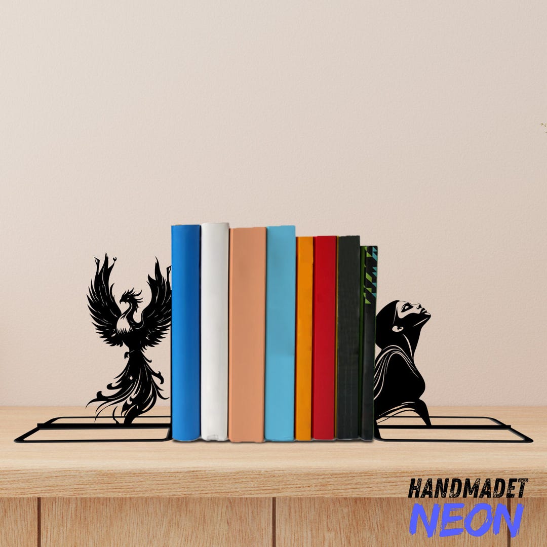 Custom Phoenix Bookends, Phoenix Book Ends, Bookshelf Home Decor, Book ...