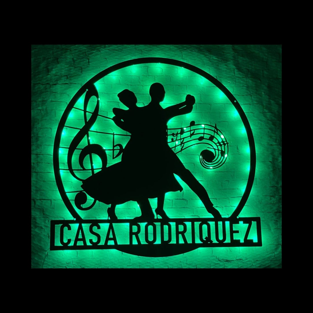 Custom Couple Dancer Metal Wall Art LED Light, Dancer Metal Sign, Dance ...