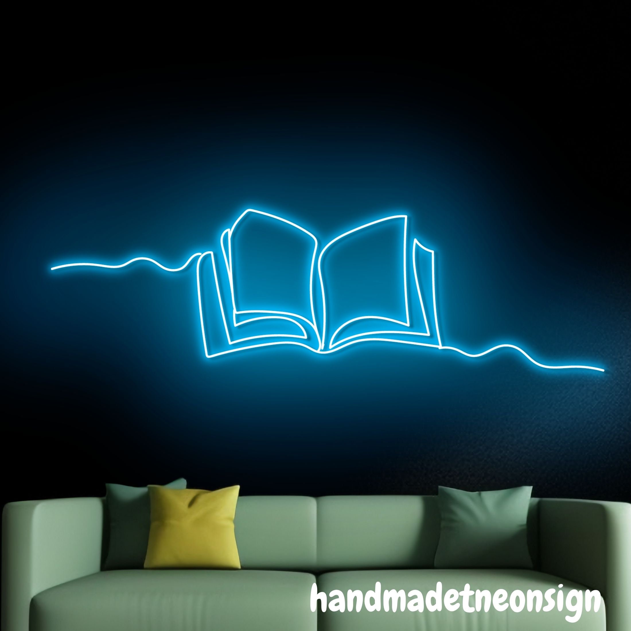 Book Line Art Neon Sign, Bookworm Led Sign, Bookish Neon Light, Read ...