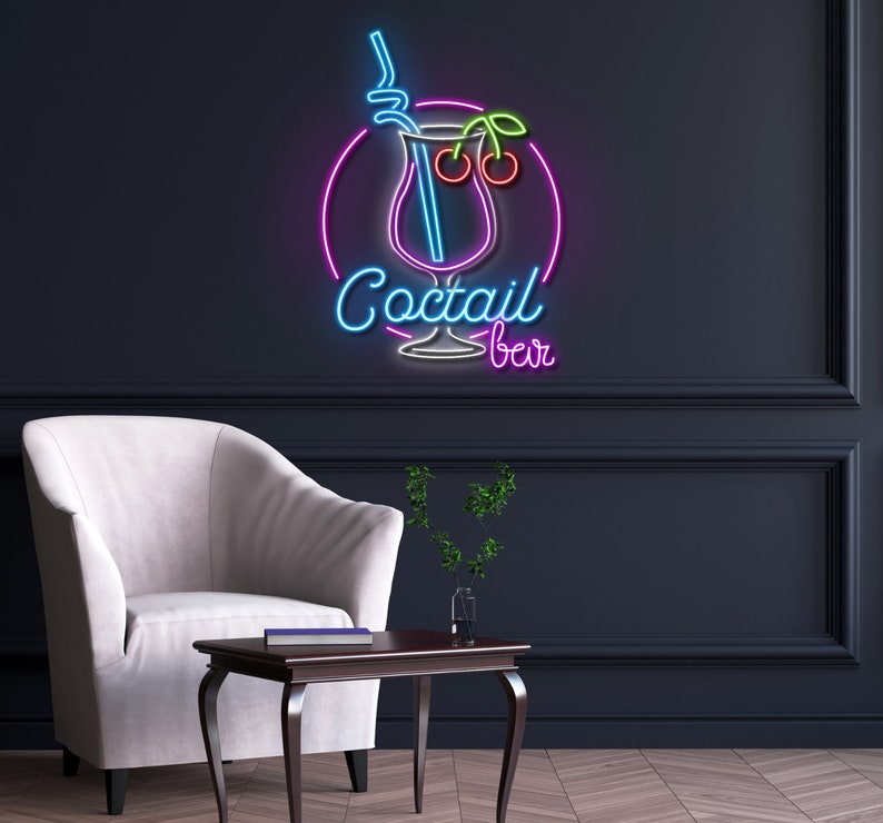 Cocktails Led Sign Cocktails Neon Sign Wall Decor Neon - Etsy