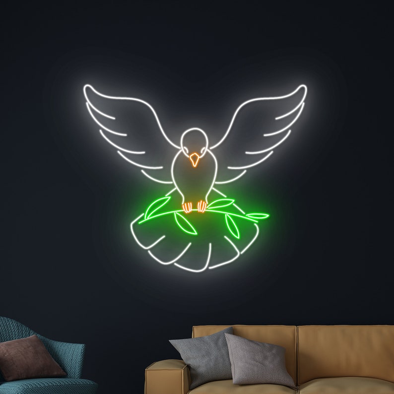 Dove Neon Sign, Flying Pigeon LED Light, Peace Bird Neon Light, Freedom ...