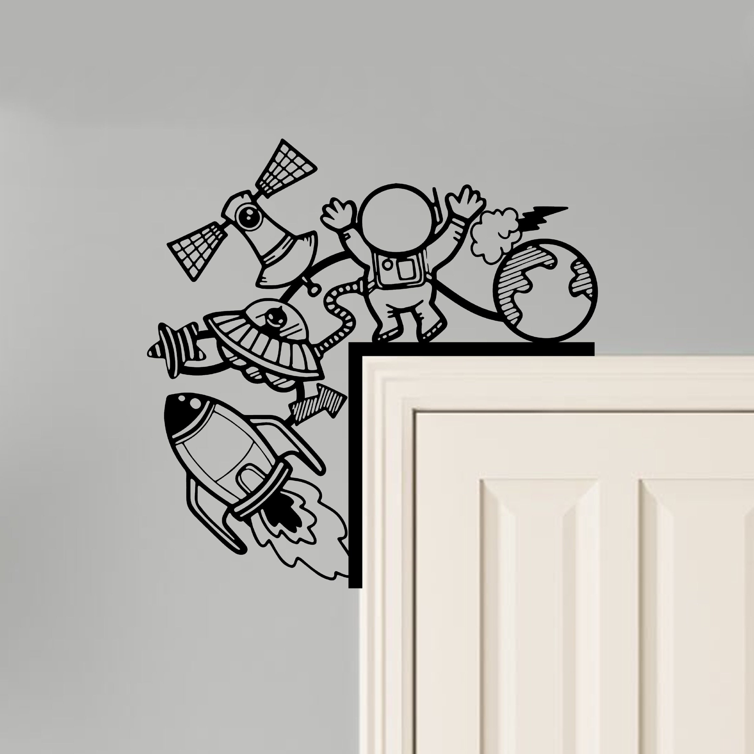 Personalized Space Door Corner Metal Wall Art, Astronaut Metal Sign ...