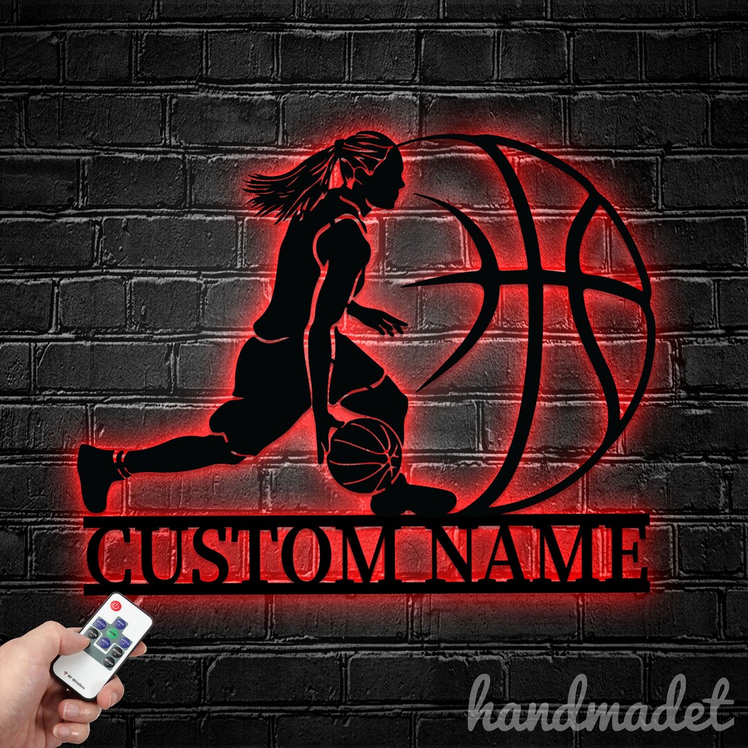 Personalized Girl Basketball Metal Sign, Basketball Metal Light ...