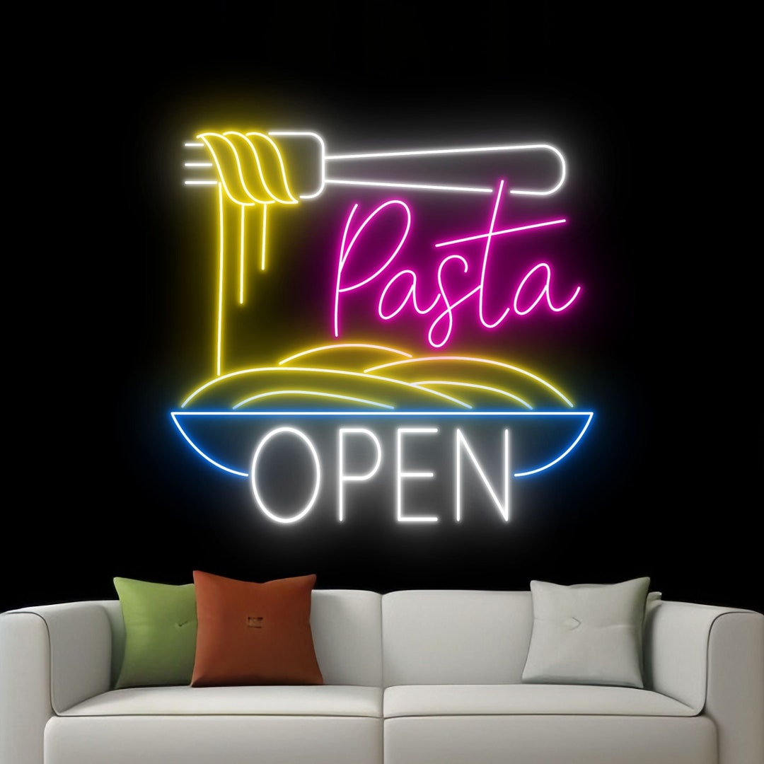 Pasta Open Neon Wall Sign, Spaghetti Led Wall Light, Italy Noodle Led ...