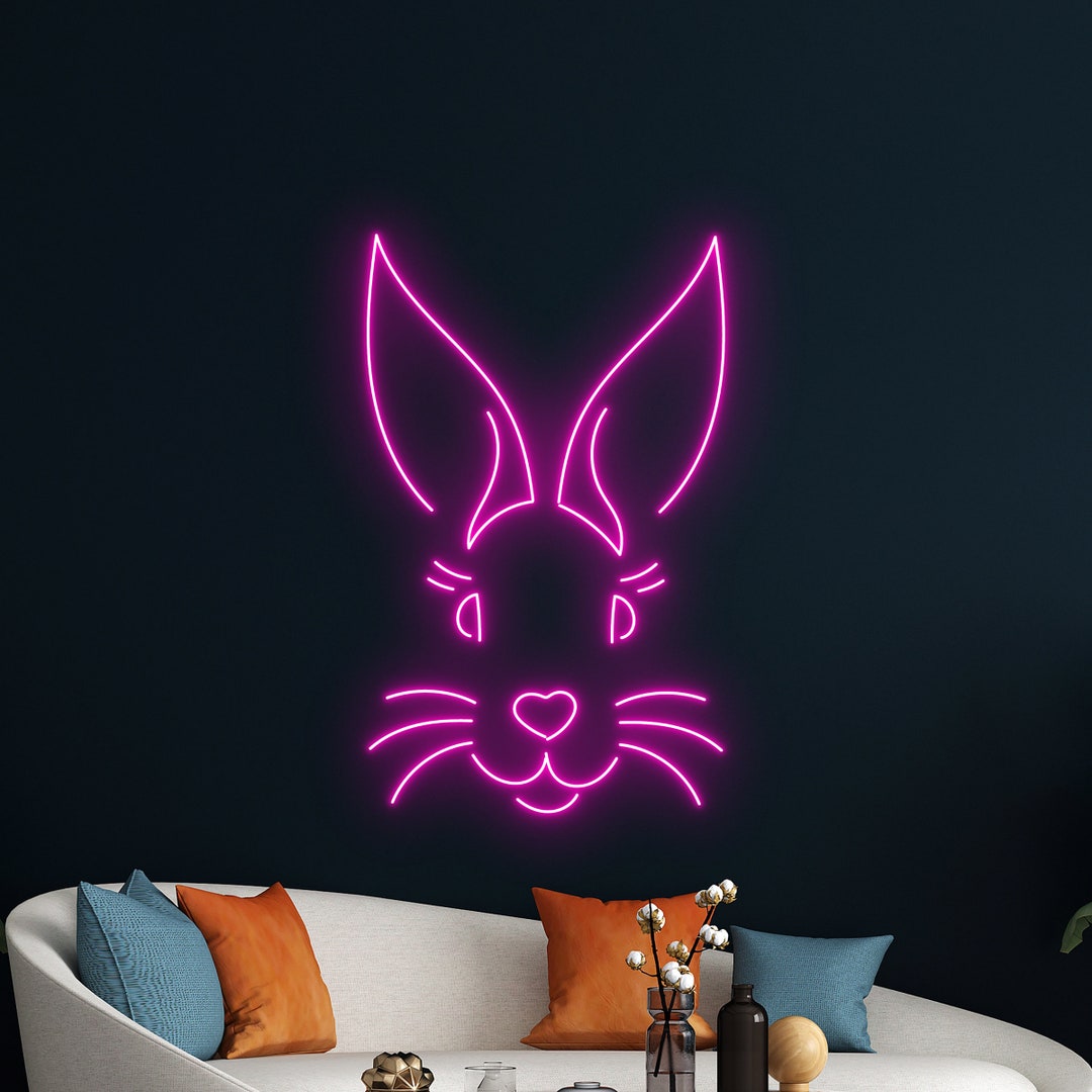Rabbit Neon Sign, Rabbit Led Sign, Rabbit Line Art Neon Light, Rabbit ...