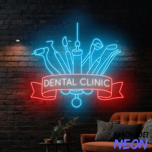 Dental Clinic Neon Sign, Dentist Led Sign, Dental Instruments Neon ...