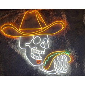 Skeleton Cowboy Taco Led Sign, Skeleton Cowboy Taco Neon Sign, Wall ...