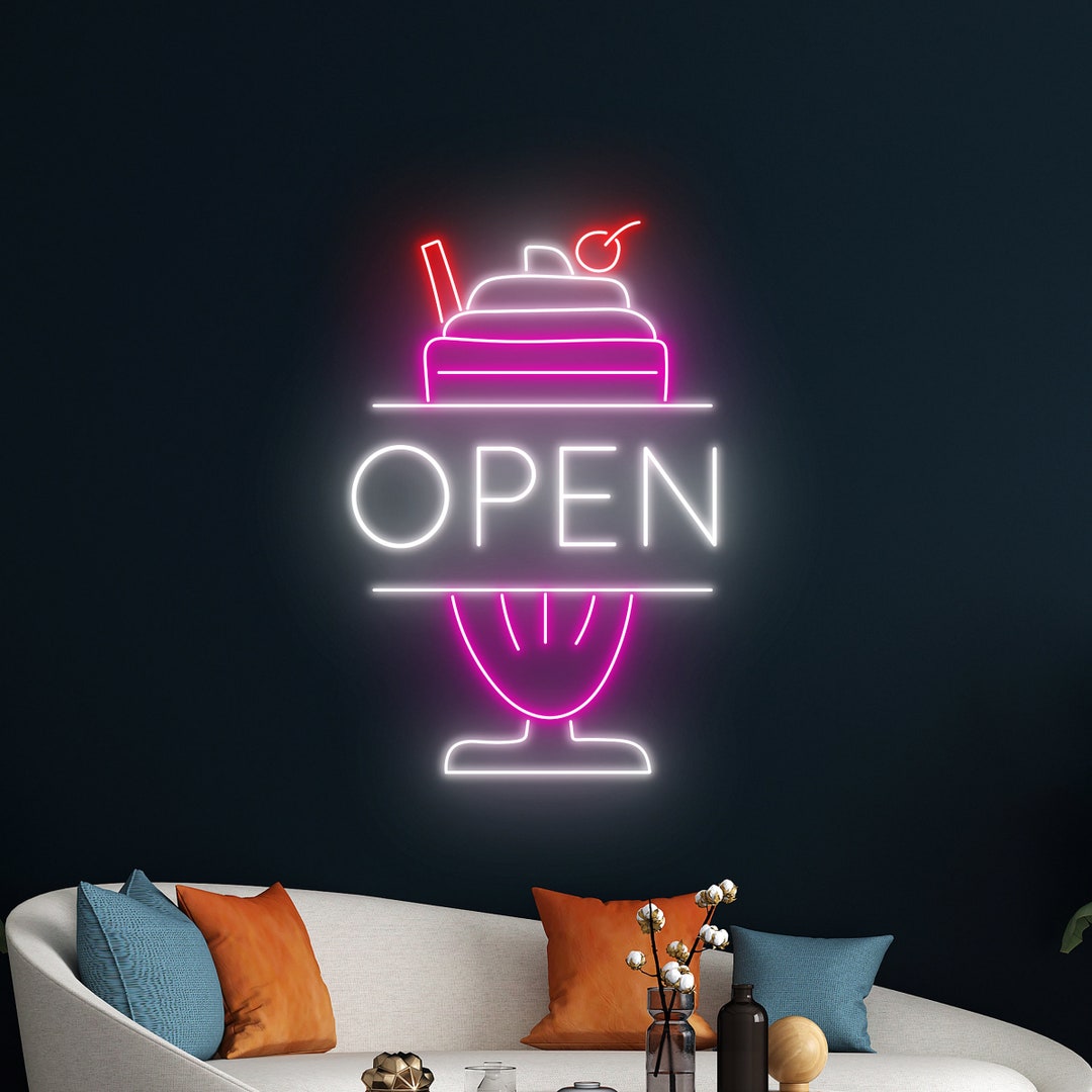Milkshake Open Neon Led Sign, Open Milkshake Neon Sign, Milkshakes Neon ...
