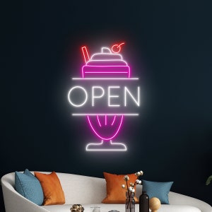 Milkshake Open Neon Led Sign, Open Milkshake Neon Sign, Milkshakes Neon ...