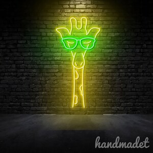 Giraffe With Sunglasses Neon Sign, Giraffe Led Sign, Funny Giraffe Neon ...