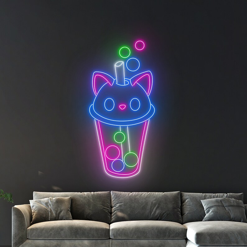 Bubble Tea Logo Neon Sign, Boba Tea Neon Light, Milk Tea Led Sign, Tea ...