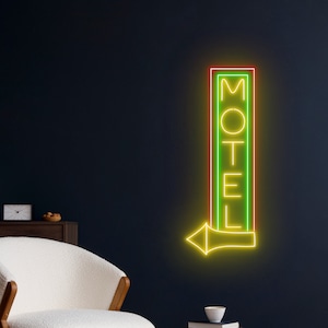 Motel Led Neon Sign, Motel Led Light Sign, Man Cave Neon Sign, Arrow ...