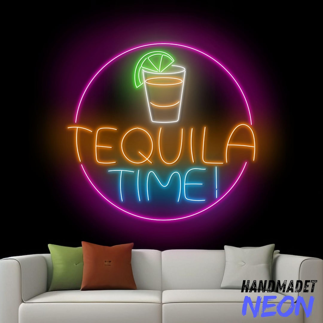 Tequila Time Neon Sign, Tequila Time Led Sign, Tequila Cocktail Led ...