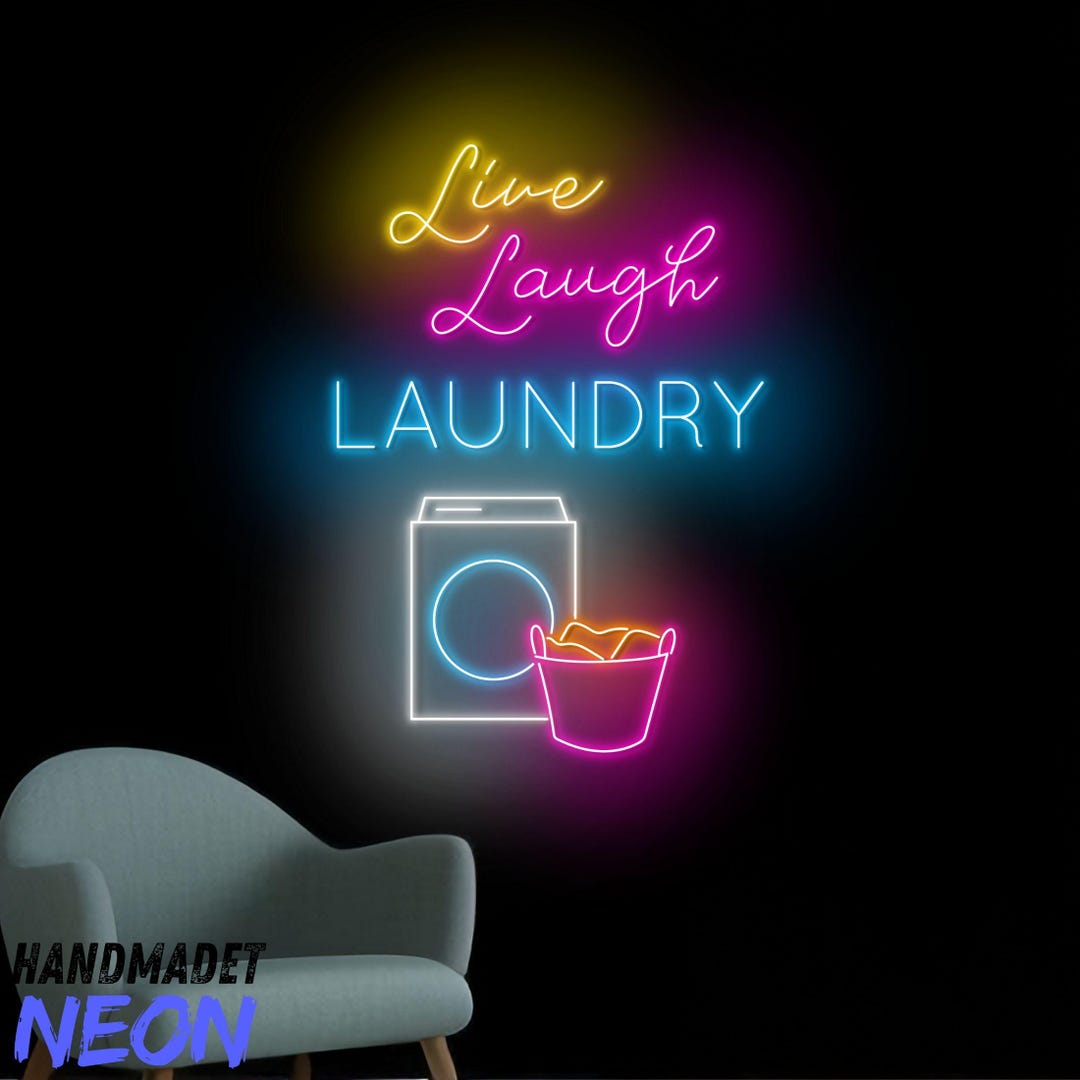 Live Laugh Laundry Neon Sign, Laundry Machine Led Sign, Laundry Service ...